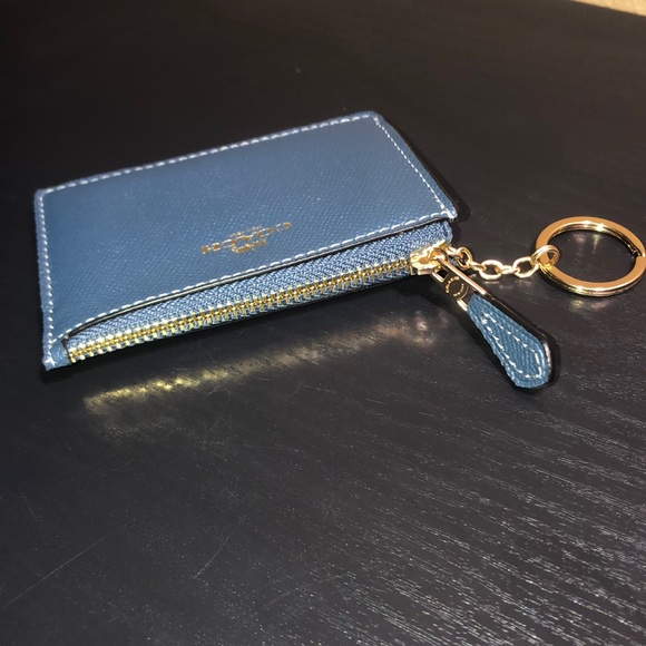 Coach | Bags | Coach Blue Leather Keychain Wallet | Poshmark